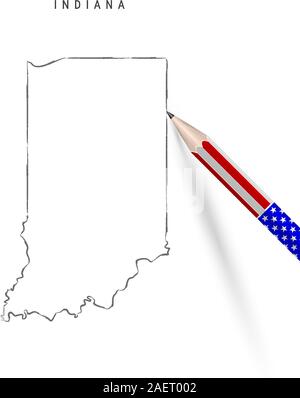 Sketch Indiana (United States of America, The Hoosier State) letter ...