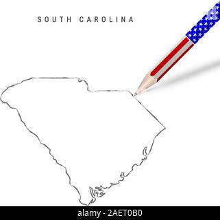 Sketch South Carolina (United States of America) letter text map, South ...