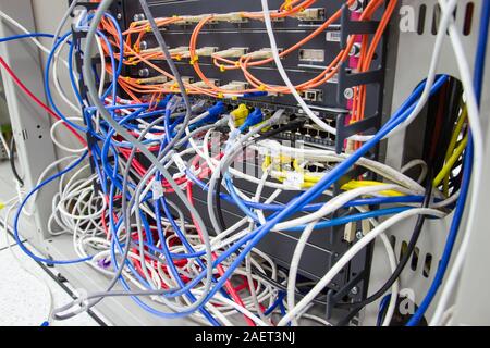 Bangkok Thailand :- Dec 10, 2019 :- cable network in server room cable ...