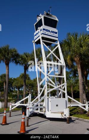 Police Observation Tower in a mall parking lot to watch for crime and ...