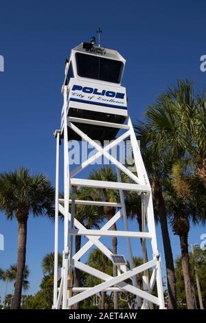 Police Observation Tower in a mall parking lot to watch for crime and ...