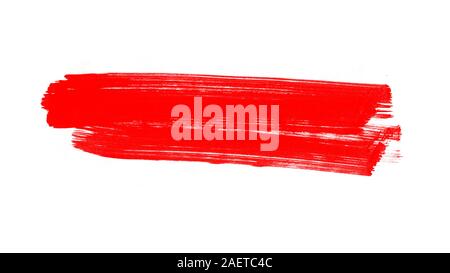 Red paint line isolated on white background. Red paint smear Stock ...
