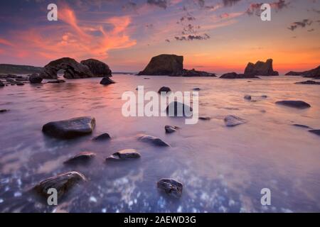 Sea stack near Ballintoy Harbour on Northern Ireland's Antrim Coast ...