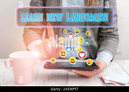 Handwriting text Learn New Languages. Conceptual photo developing ...