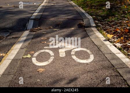 Dangerous cracked failing surface of damaged asphalt cycle path as poor ...
