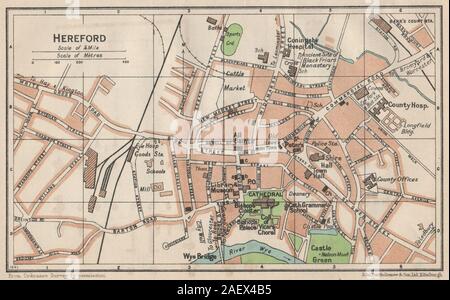 Old map of Hereford, England, by John Speed, 1611 Stock Photo: 62674178 ...