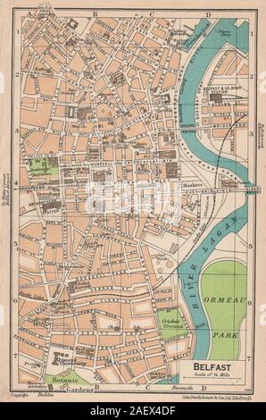 BELFAST town/city plan. Ireland. BARTHOLOMEW, 1887 antique map Stock ...