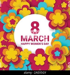 8 March. Colors floral greeting card. International Happy Women's Day ...