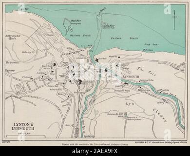 MINEHEAD vintage tourist town city plan. Somerset. WARD LOCK 1940 old ...