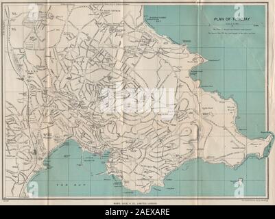 TORQUAY vintage town/city plan. Devon. WARD LOCK 1952 old vintage map ...