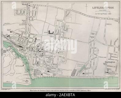 LITTLEHAMPTON vintage town/city plan. Sussex. WARD LOCK 1950 old ...
