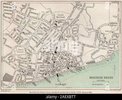BOGNOR REGIS vintage tourist town city resort plan. Sussex. WARD LOCK ...