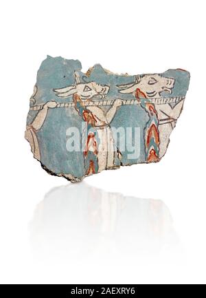 Mycenaean fresco wall painting of hunting demons, Mycenae Acropolis ...