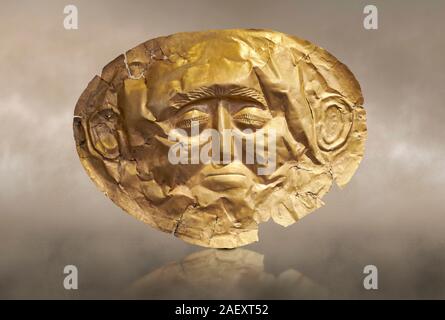 Mycenaean gold death mask, Grave Cicle A, Mycenae, Greece. National ...