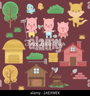 The Three Little Pigs Fairytale Stock Vector Image & Art - Alamy