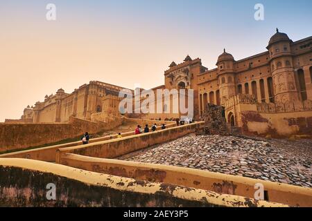 The yellow sandstone Mughal architecture of Amber Fort (Amer Fort ...