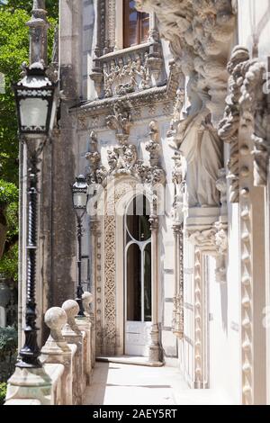 Quinta da Regaleira balcony with manueline architectural elements close ...