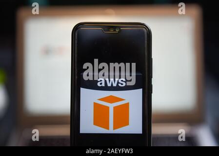 In this photo illustration, Amazon Web Services Inc. (AWS) logo seen ...
