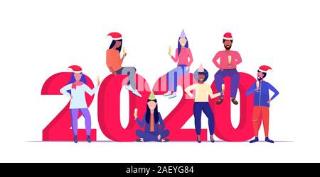 people in santa hats drinking champagne businesspeople celebrating ...