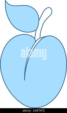 Icon Of Plum In Ui Colors. Flat Circle Stencil Design With Long Shadow ...