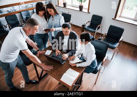 Classroom Aerial View People Learning Presentation World Map Stock ...