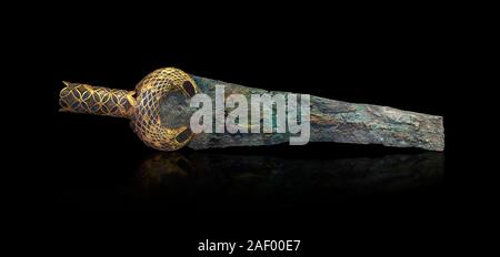 Mycenaean Bronze dagger with inlaid lion hunt scene from Grave V, Grave ...