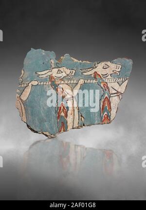 Mycenaean fresco wall painting of hunting demons, Mycenae Acropolis ...