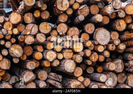 wood storage pile large amount squared timbers bundled up carpenter's ...