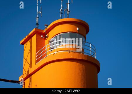 Orange lighthouse at Hvalnes, Iceland Stock Photo - Alamy