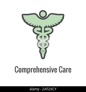Comprehensive Care Icon w health related symbolism and image Stock ...