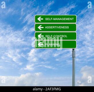 Self-esteem road sign on blue sky background Stock Photo - Alamy