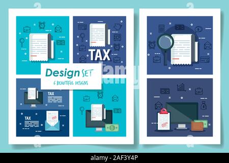set six designs of tax and icons Stock Vector Image & Art - Alamy