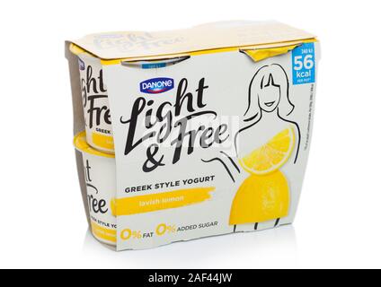 Danone Light and Free Greek style yogurt Stock Photo - Alamy