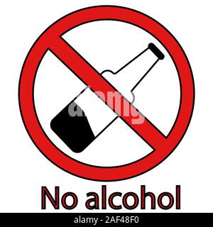 alcohol prohibition sign crossed out bottle. isolated stock vector ...