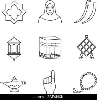 Scimitar sword linear icon. Thin line illustration. Sabre. Muslim ...