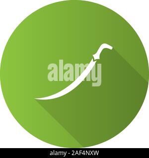 Scimitar sword flat design long shadow glyph icon. Sabre. Muslim weapon ...