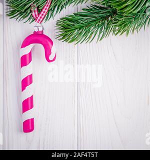 Pink magenta Christmas decorations on a coral background. Bright ...