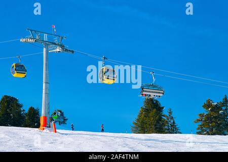 Cable cars and chair lifts at Penken Tyrol of Austria Stock Photo - Alamy