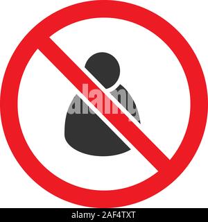 Forbidden sign with man silhouette glyph icon. Stop silhouette symbol ...