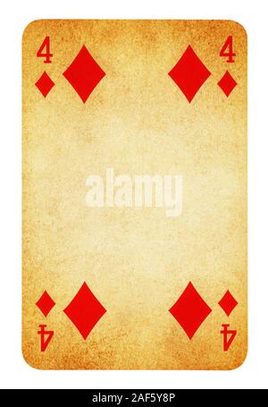 Four of Diamond playing card - isolated on white (clipping path ...