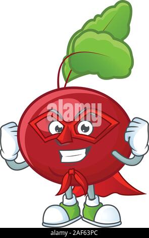 Cartoon beetroot super hero vegetable character. Isolated vector funny ...