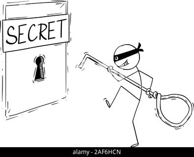 Thief hacker in mask stealing passwords from laptop. anti phishing and ...