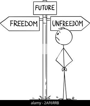 Freedom and Unfreedom , Vector Cartoon Stick Figure Illustration Stock ...