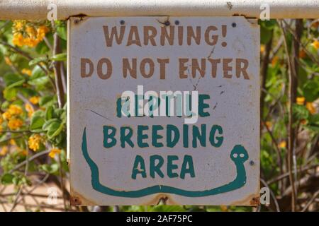 Reptile breeding area sign, Broome, West Kimberley, Western Australia ...