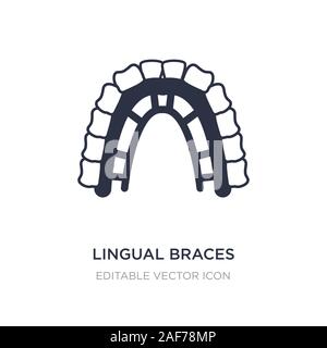 lingual braces icon logo sign vector outline in black and white color ...