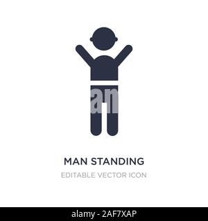 pictogram man with arms up standing at the presentation podium over ...