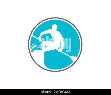 Water sup surf icon flat vector. Paddle board. Beach surfer isolated ...