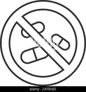 Medicine pills warning icon. Medicament forbidden sign treatment ban ...