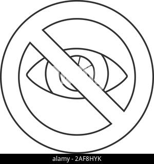 Human eye with prohibition sign line icon. Transplantation, no visual ...