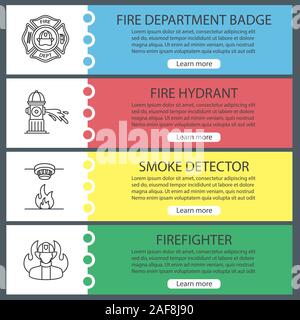 Firefighting web banner templates set. House on fire, evacuation plan ...